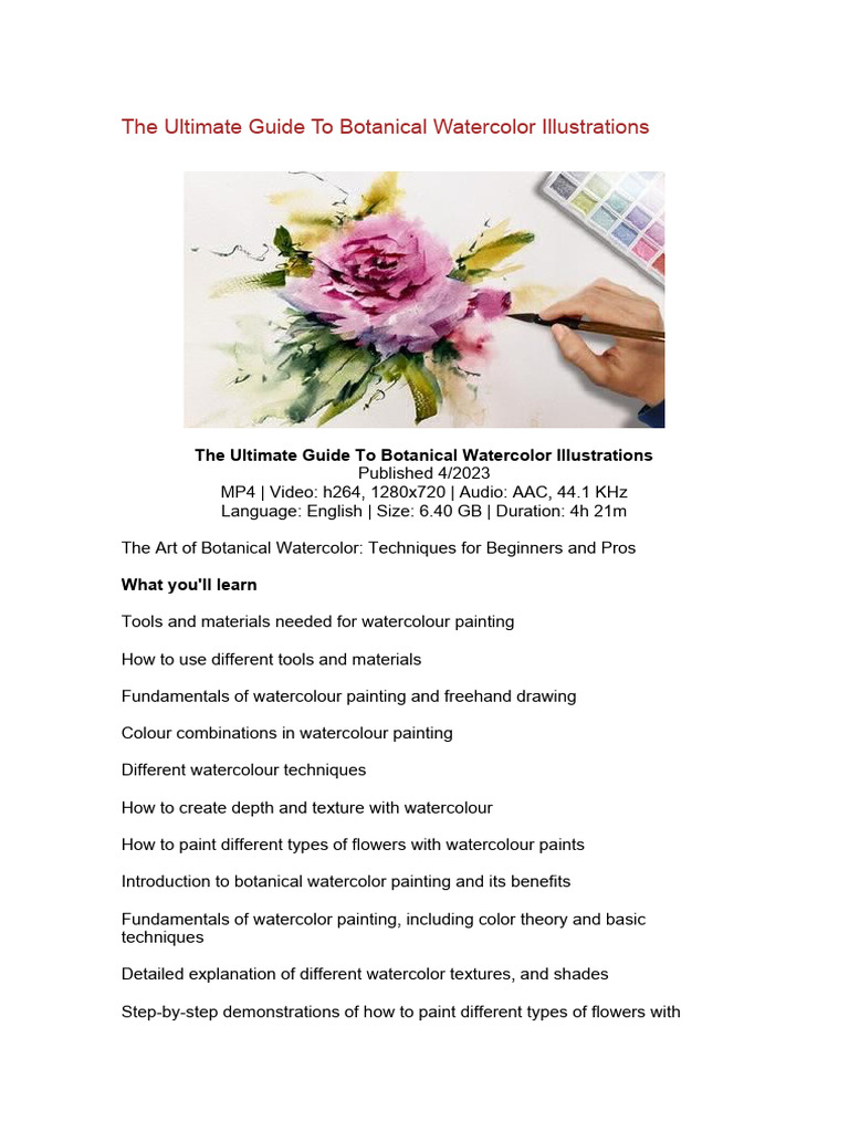 Beginner's Guide to Botanical Watercolor | PDF | Watercolor Painting ...