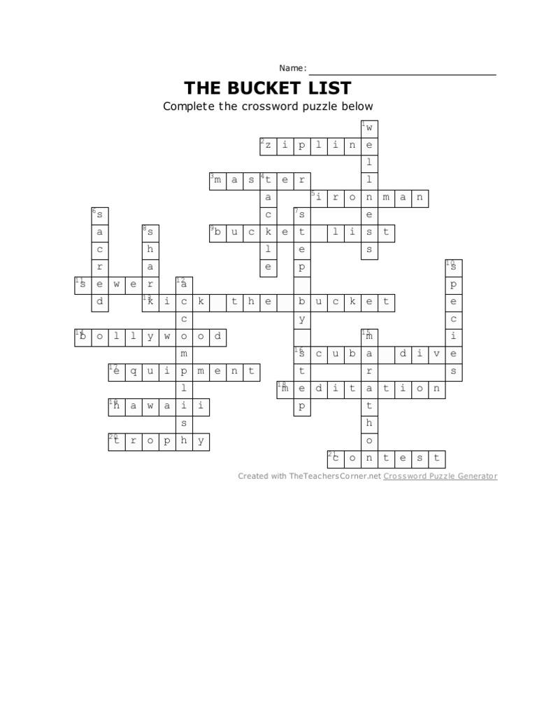 The Bucket List (Answer Key) | PDF