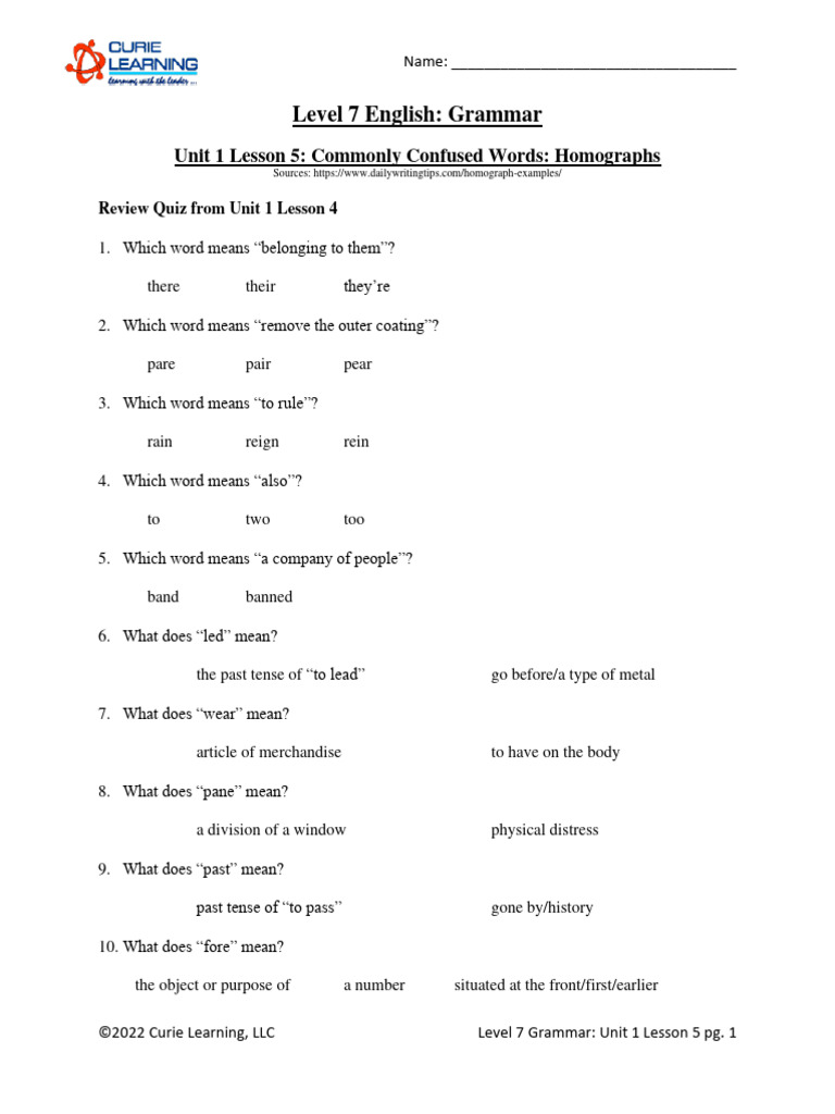 L7 English Grammar - Unit 1 Lesson 5 | PDF | Career & Growth | Language ...