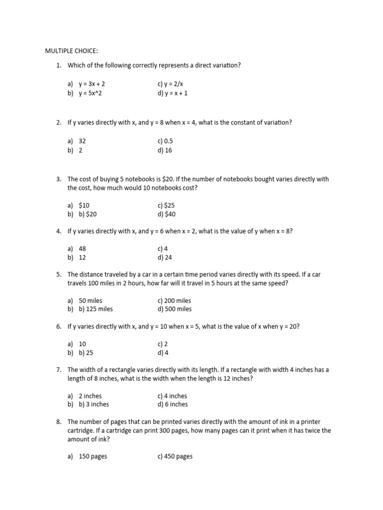 MULTIPLE CHOICE | PDF | Length | Speed