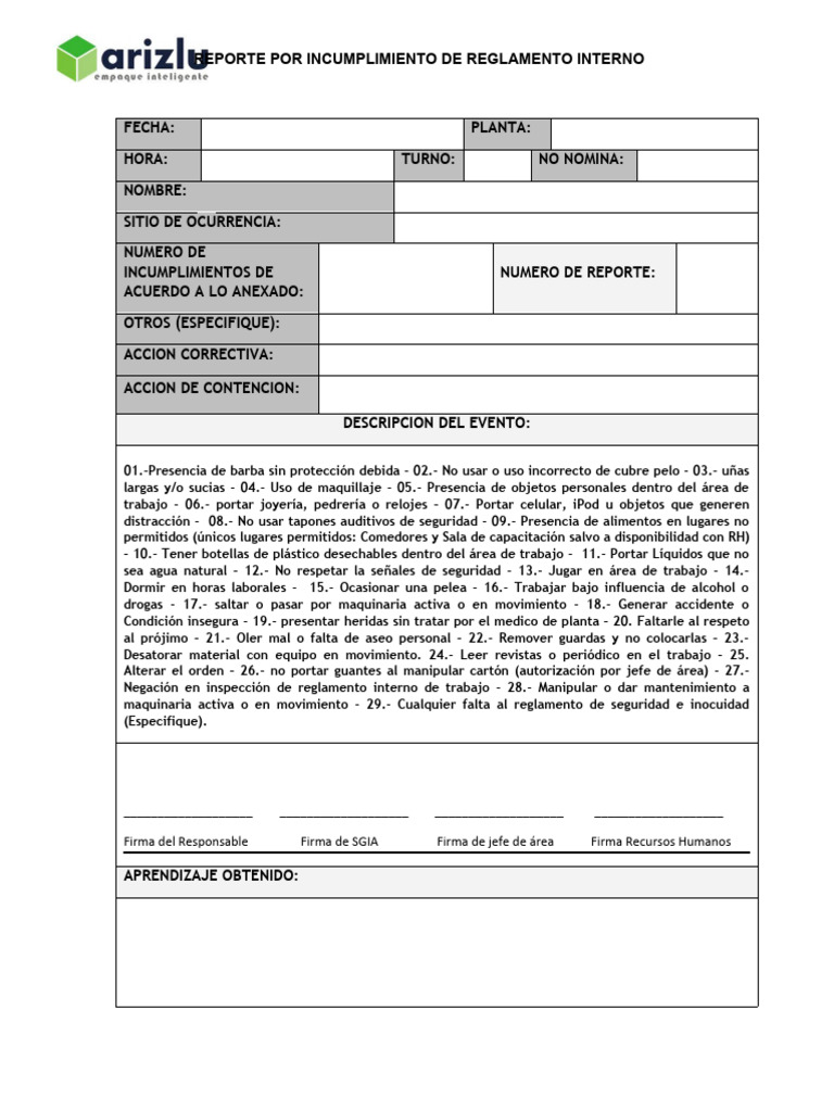 Formato de Reporte | PDF