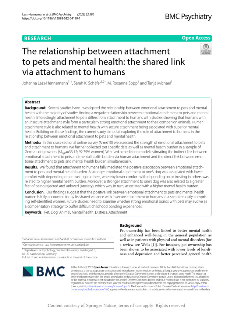 The Relationship Between Attachment To Pets and Me | PDF | Attachment ...