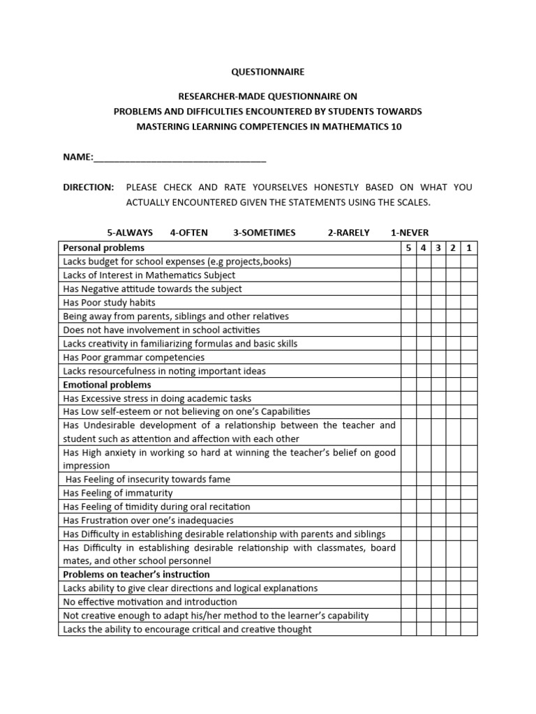 Action Research Questionnaire | Download Free PDF | Learning | Teachers