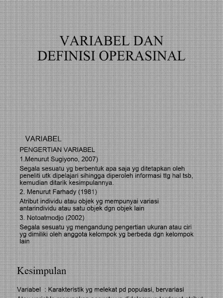 Variabel Dan Definisi Operasional | PDF