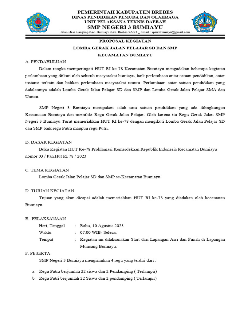 Proposal Gerak Jalan 2023 | PDF