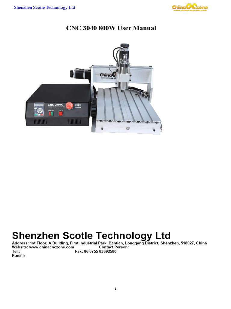 CNC 3040 800W Manual | PDF | Numerical Control | Computer Science
