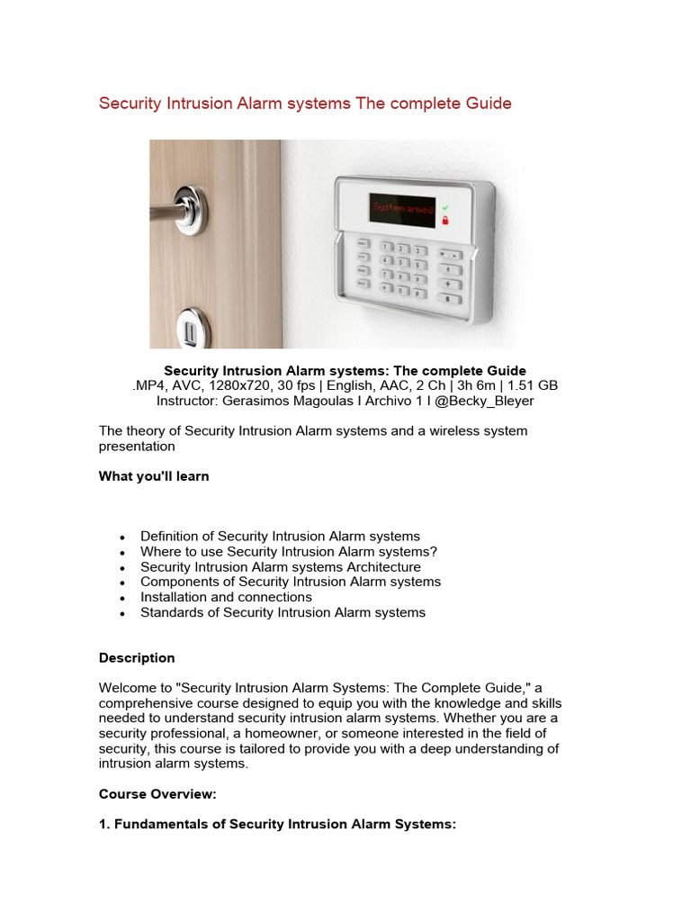 Security Intrusion Alarm Systems The Complete Guide | PDF | Security Alarm