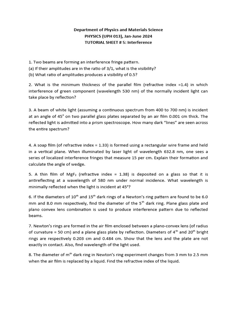 Tutorial sheet 5 | PDF