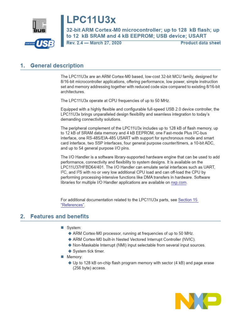 LPC11U3X | PDF | Microcontroller | Computer Engineering