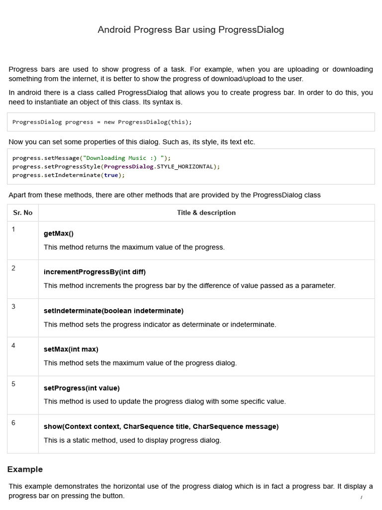 Android Progress Bar using ProgressDialog - | PDF | Android (Operating ... Android Progress Bar using ProgressDialog - | PDF | Android (Operating ...