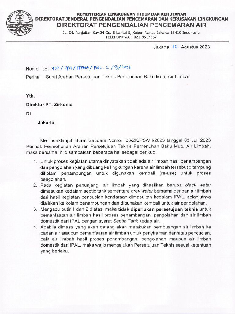 230818-Arahan Pertek Air Limbah | PDF
