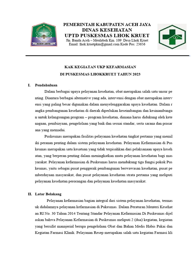 1222 KAK KEGIATAN UKP KEFARMASIAN Ok | PDF