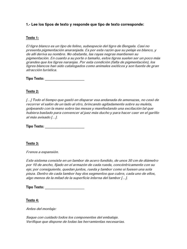 Prueba de Tipos de Texto 2 | PDF | Tigre