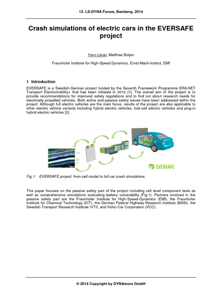 Crash Simulations of Electric Cars in The Eversafe Project | PDF ...