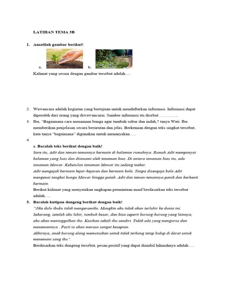 Latihan Tema 3b Kelas 3 | PDF