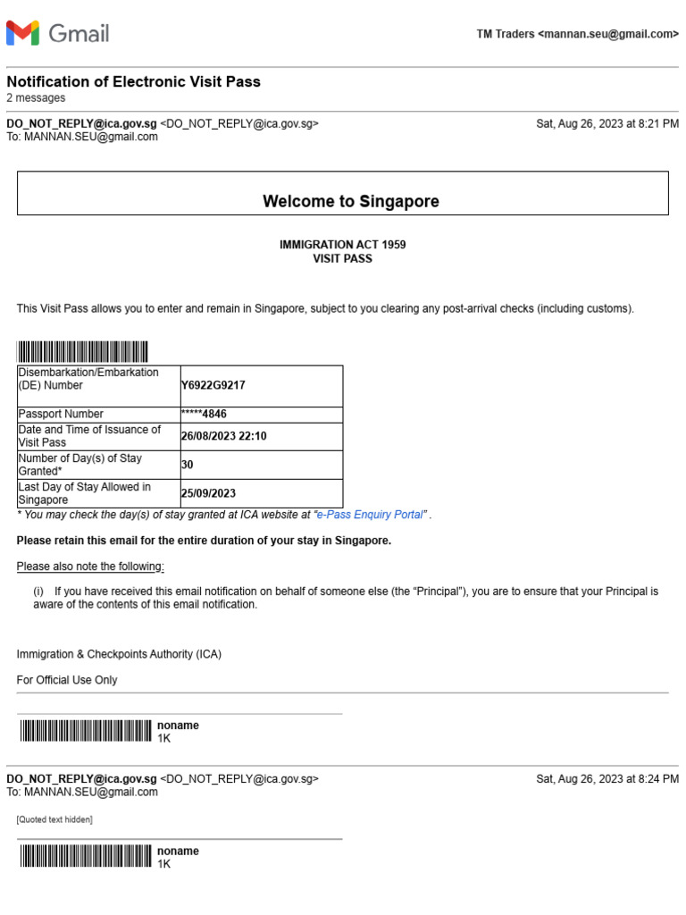 Notification of Electronic Visit Pass | PDF