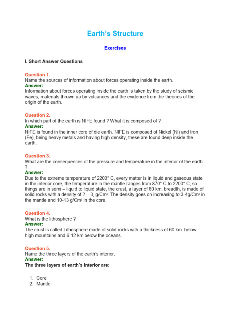 CH 4 Earth's Structure | PDF | Earth | Geology
