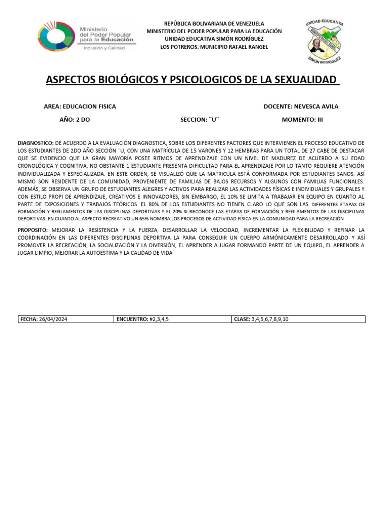 Aspectos Biológicos de La Sexualidad | PDF | Aprendizaje | Evaluación
