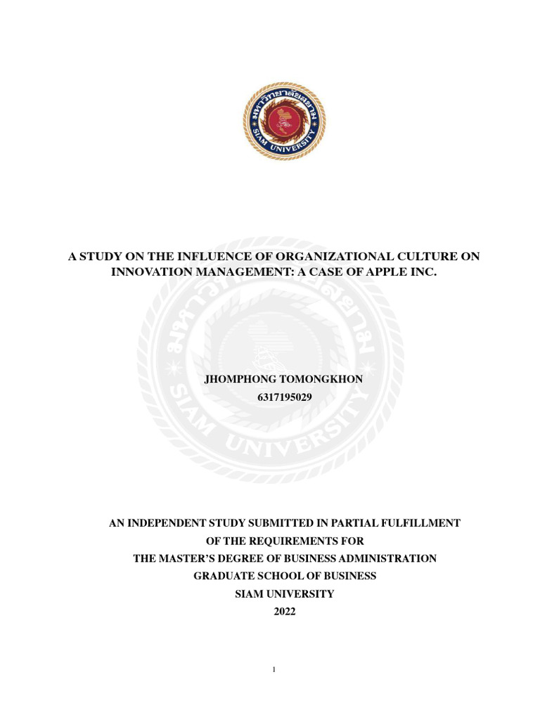 Impact of Culture on Apple's Innovation | PDF | Innovation | Organizational Culture