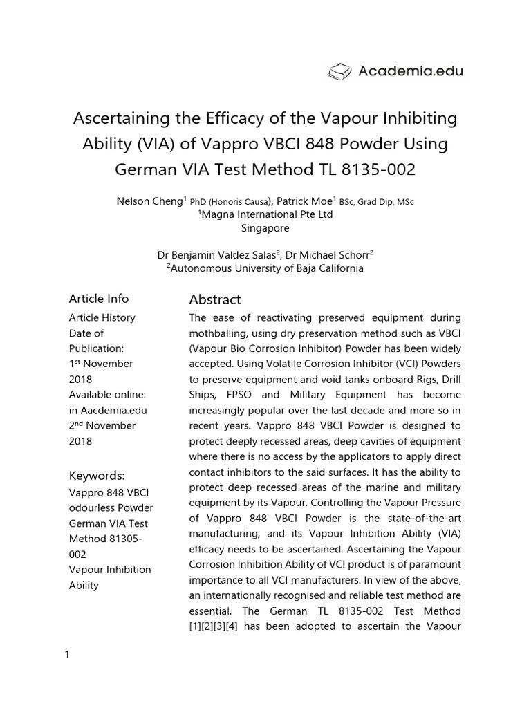 Vappro VBCI 848 Efficacy via German Test | PDF | Corrosion | Materials