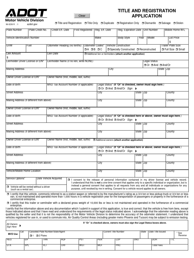 Arizona - AZ-DMV-Form-96-0236 | PDF | Supplemental Security Income ...