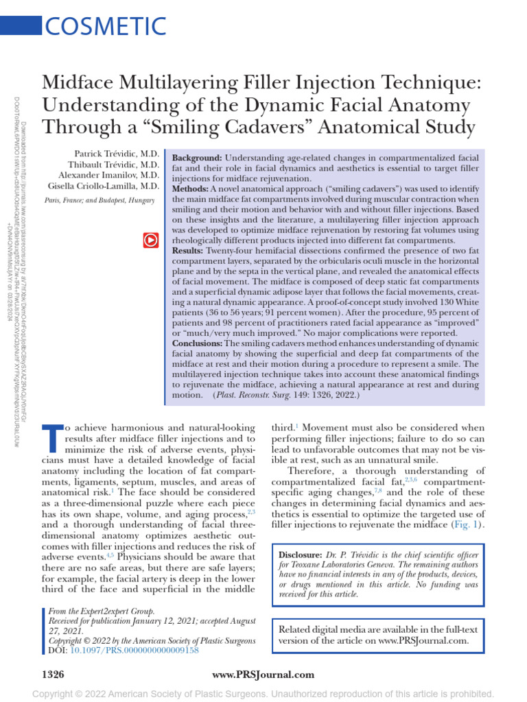 Midface Multilayering Filler Technique | PDF | Cadaver | Anatomy
