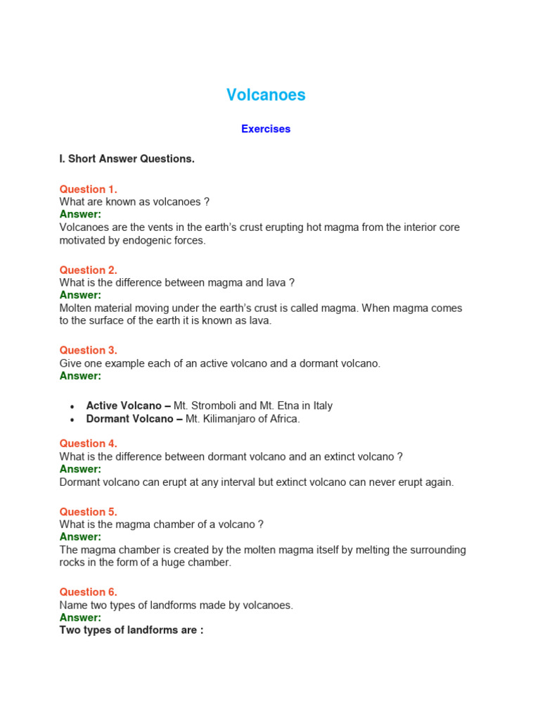 Ch 7 Volcanoes | PDF | Volcano | Types Of Volcanic Eruptions