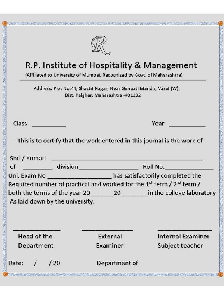 Practical Certificate | PDF