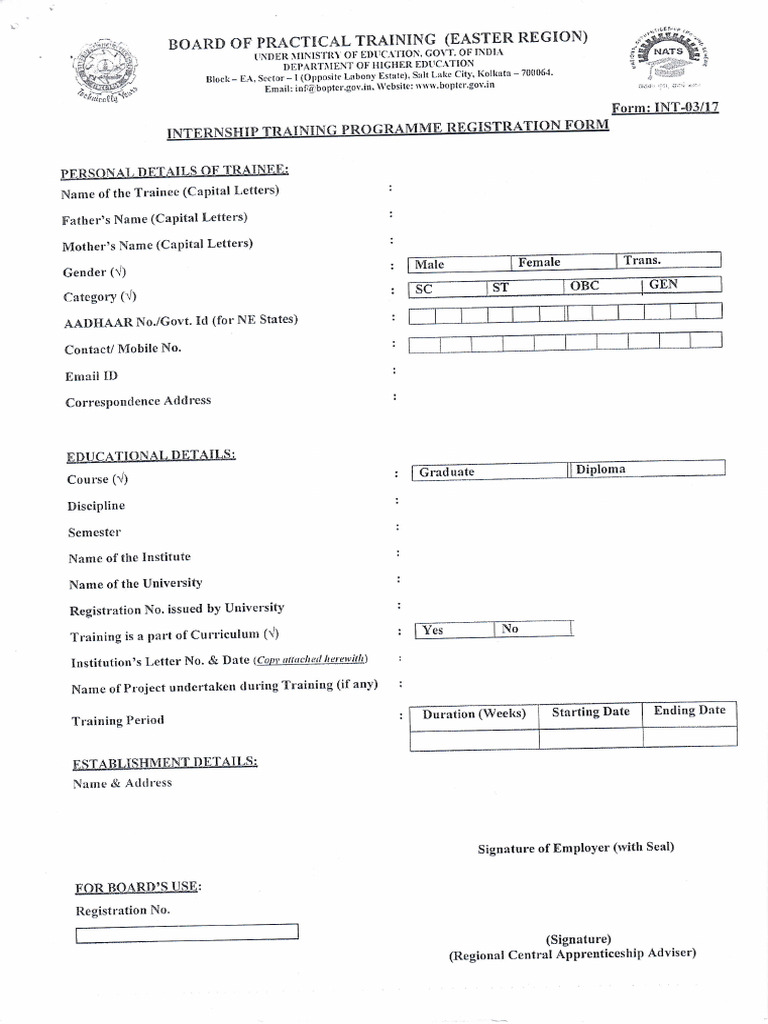 Apprenticeship Training Registration Contract Form | PDF ...