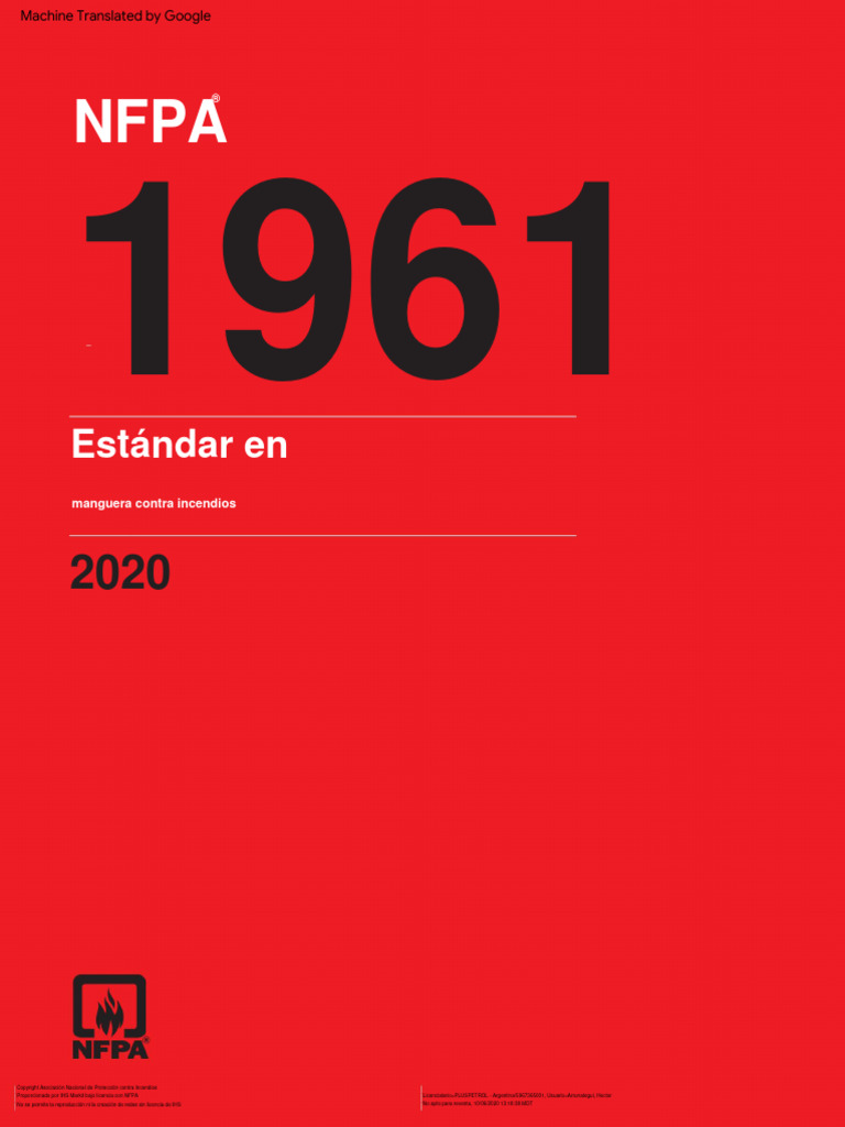 NFPA 1961 - 2020 Standard On Fire Hose | PDF | Patentar | Derechos de autor