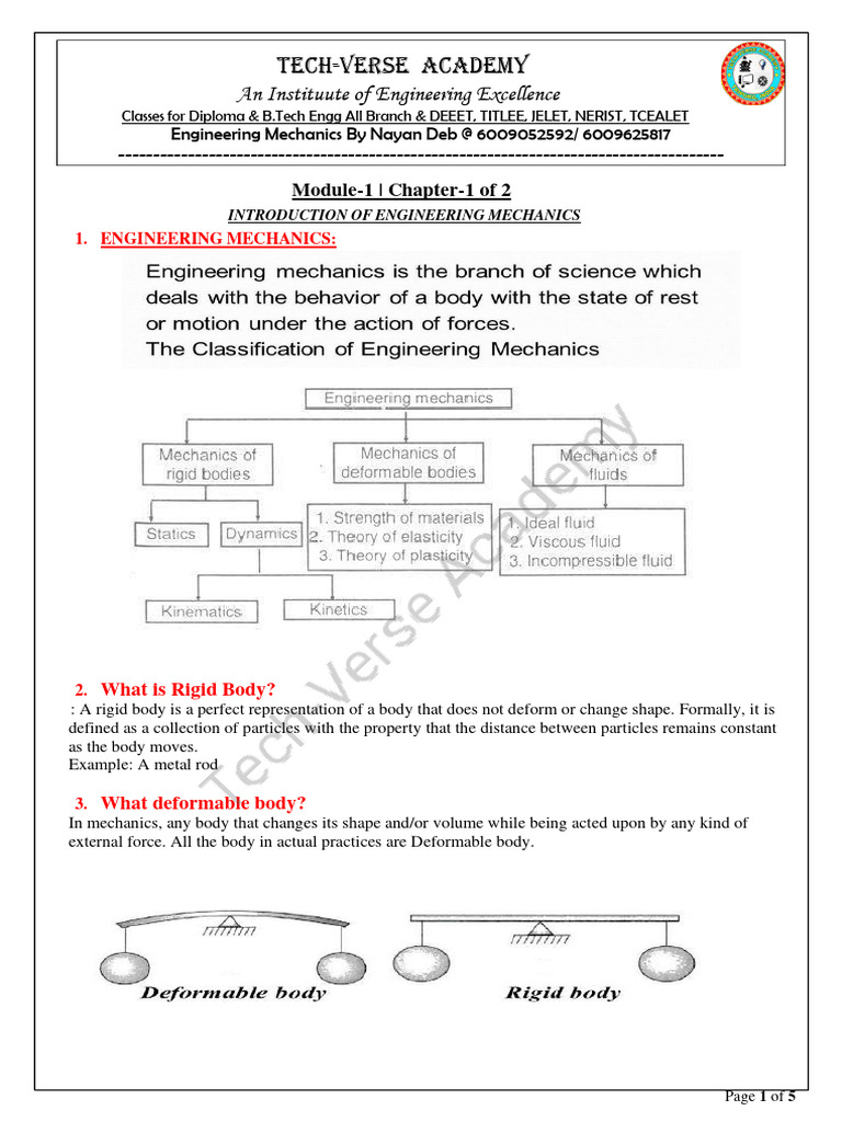 Engineering Mechanics, Module-1, pdf-1 of 2 | PDF | Force | Mechanics Engineering Mechanics, Module-1, pdf-1 of 2 | PDF | Force | Mechanics