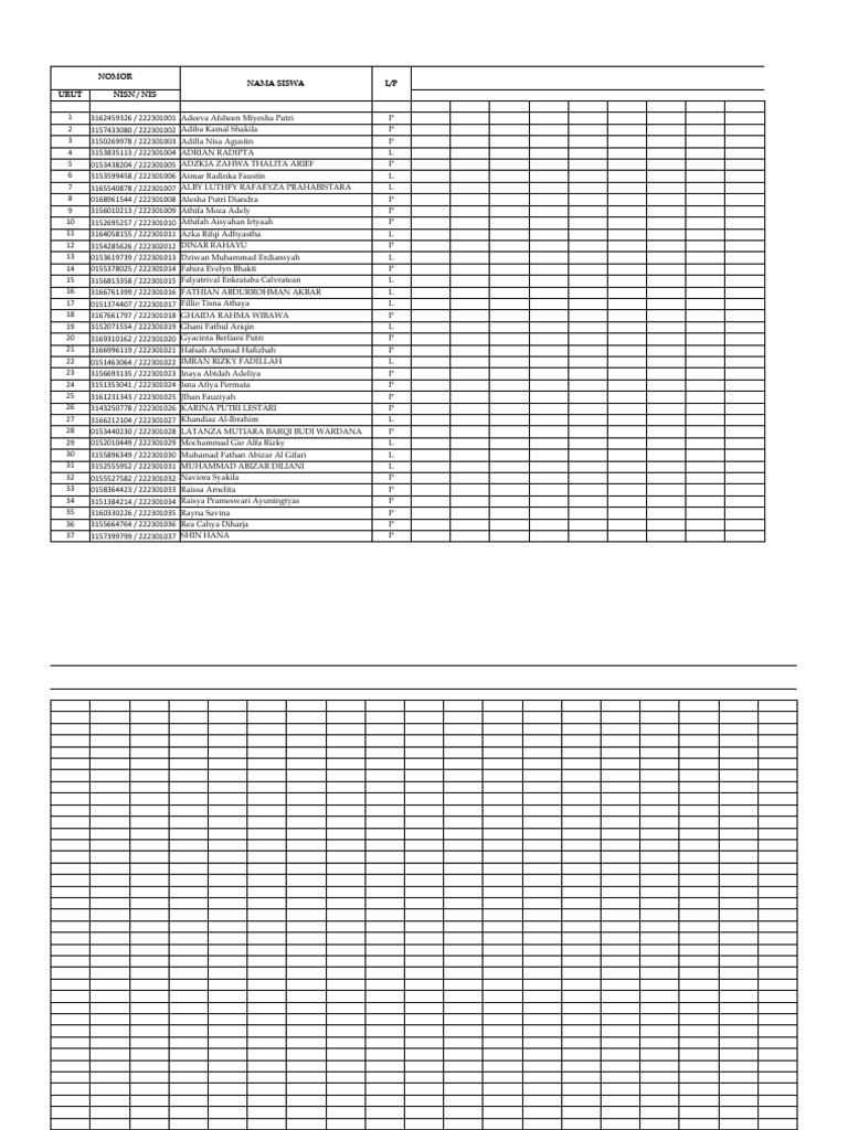 Contoh Daftar Siswa Pdf