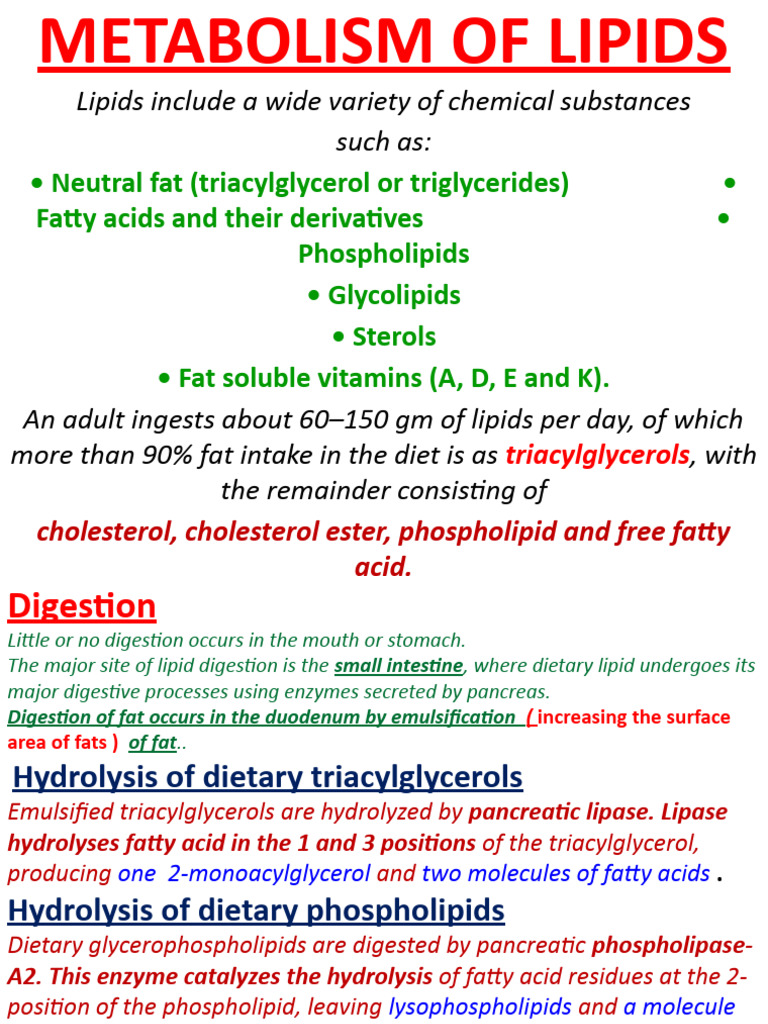 Metabolism of Lipids | PDF | Cholesterol | Lipoprotein