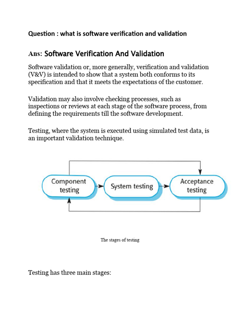 Question Software Varification and Validation | PDF | Software Testing ...