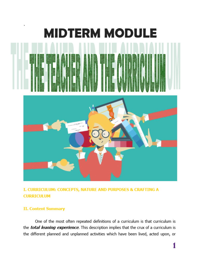 Midterm Module in The Teacher and The Curriculum | PDF | Curriculum | Learning
