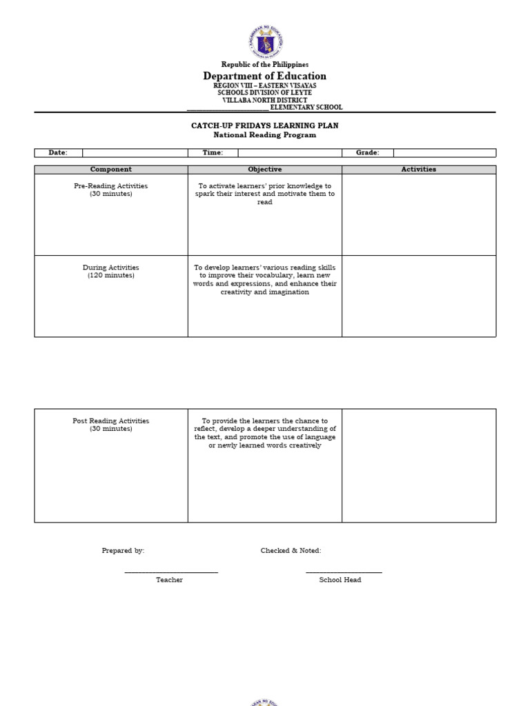Catch Up Fridays Learning Plan | PDF | Learning | Psychological Concepts