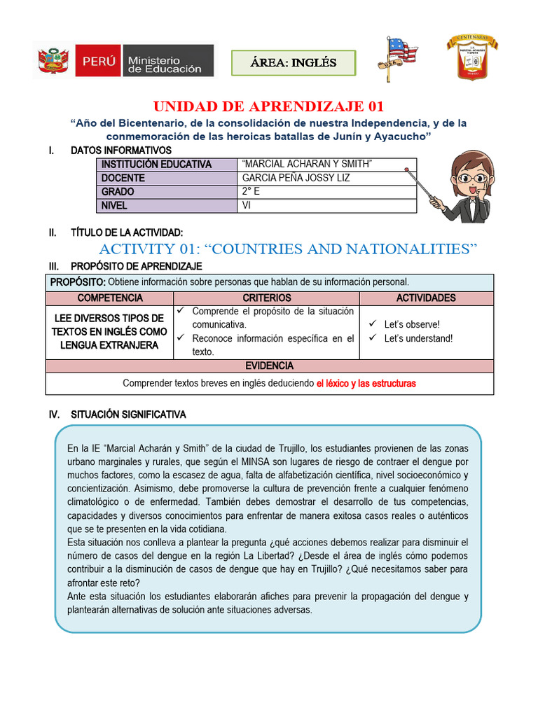 Actividad 01-Unidad 01 - 02 - 2do | PDF