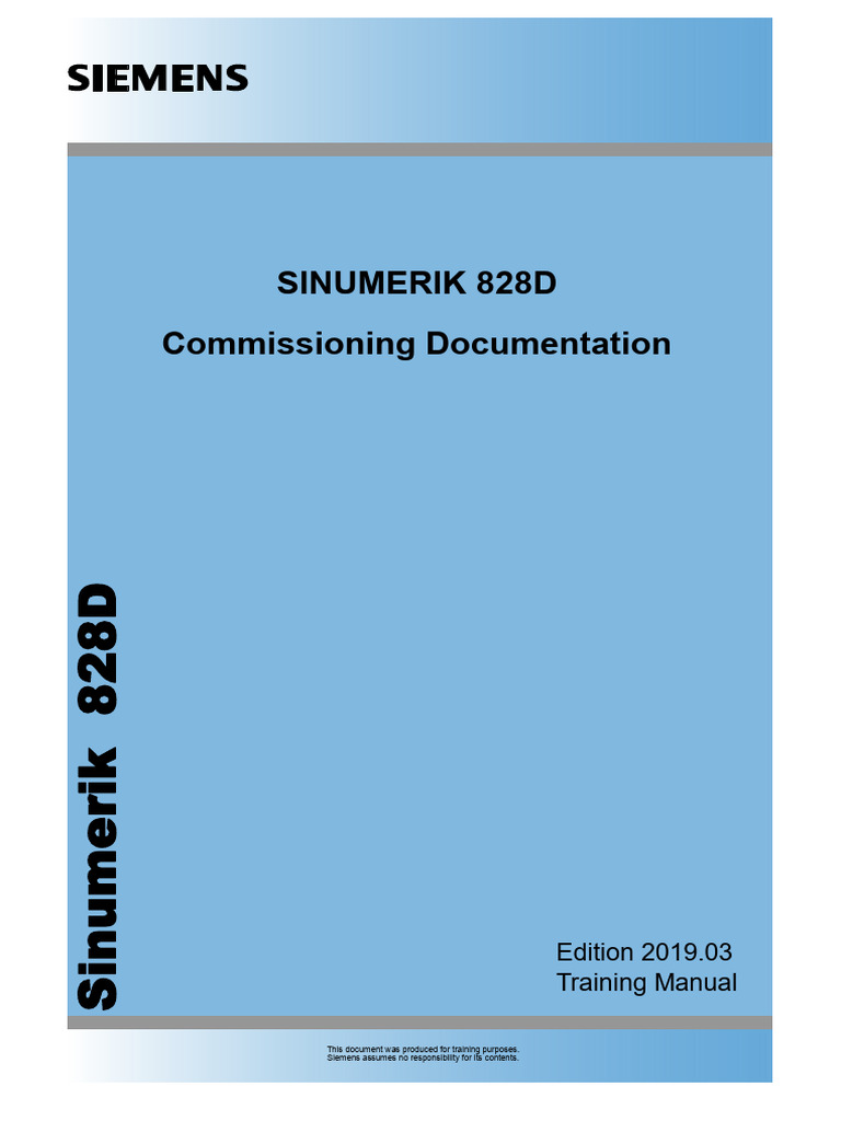 Sinumerik 828D Commissioning Documentation: Training Manual Edition 2019.03 | PDF | Programmable ...