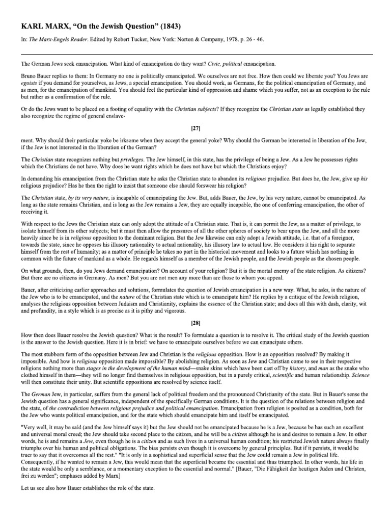 On The Jewish Question | PDF