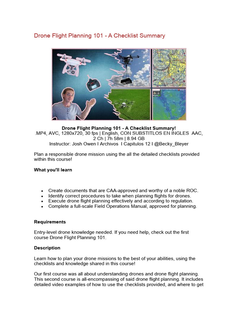 Drone Flight Planning 101 - A Checklist Summary | PDF | Computers
