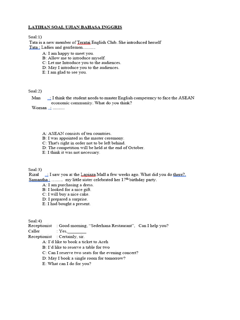 Latihan Soal Ujian Bahasa Inggris Kelas XII 2024 | PDF | Facebook
