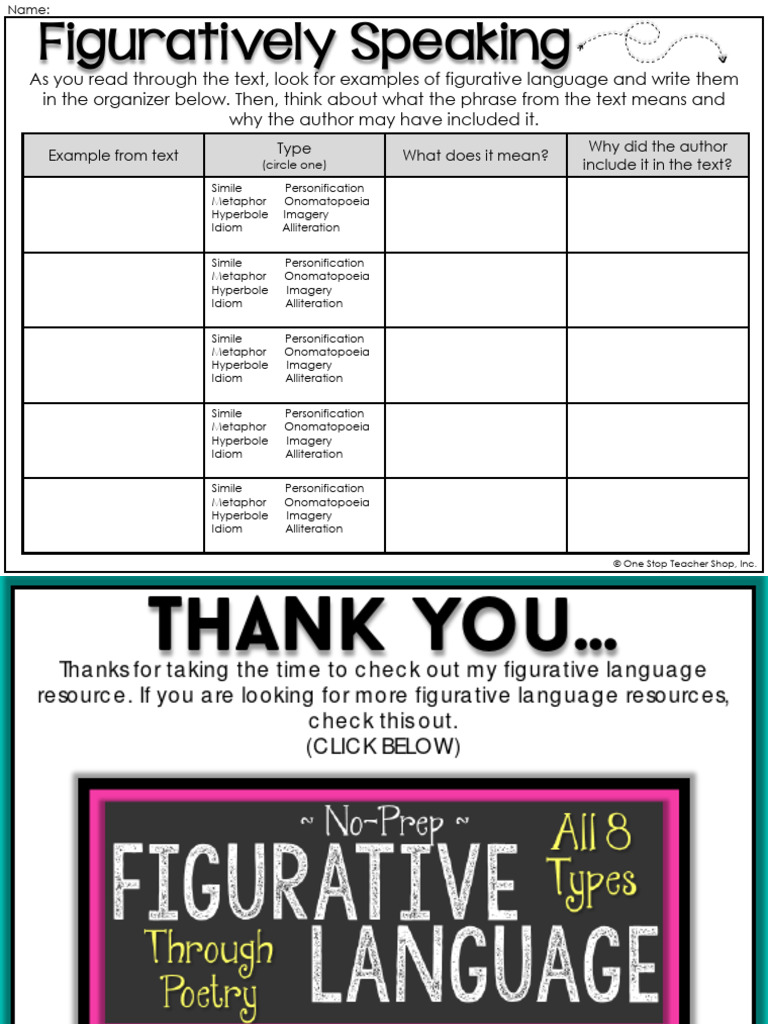 Figurative Language Organizer | PDF