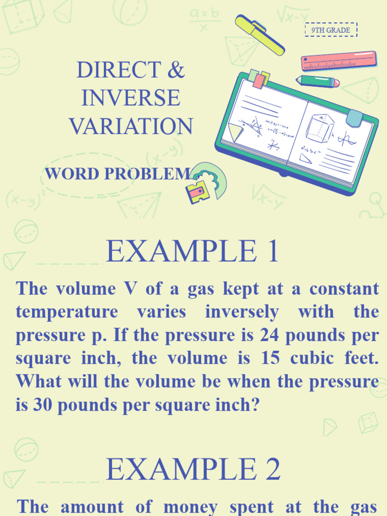 Direct and Inverse Variation Problems | PDF | Gases | Area