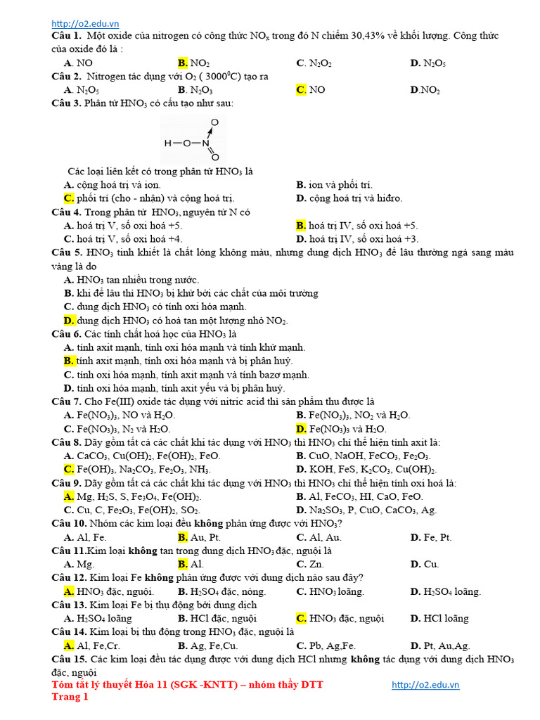 BAI 6.MOT SO HOP CHAT CUA NITROGEN VOI OXYGEN Nguyen Duc Dung - OK | PDF