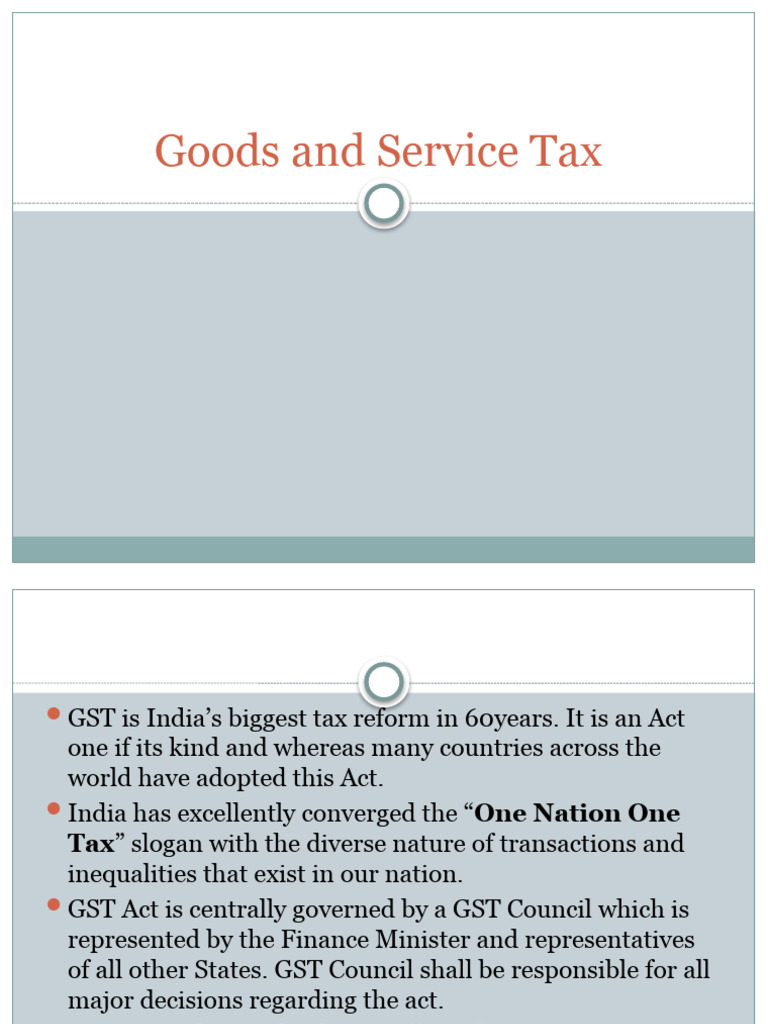 Overview of Goods and Service Tax in India | PDF | Value Added Tax | Taxes