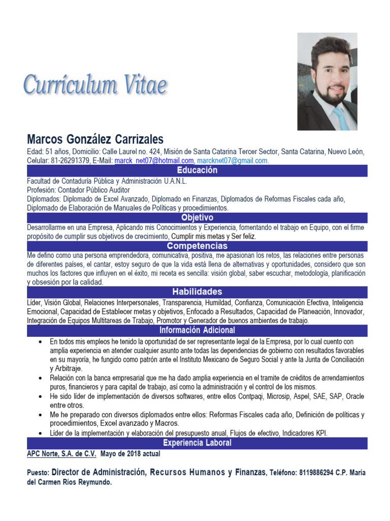 CV Marcos 2024 | PDF | Contabilidad | Presupuesto