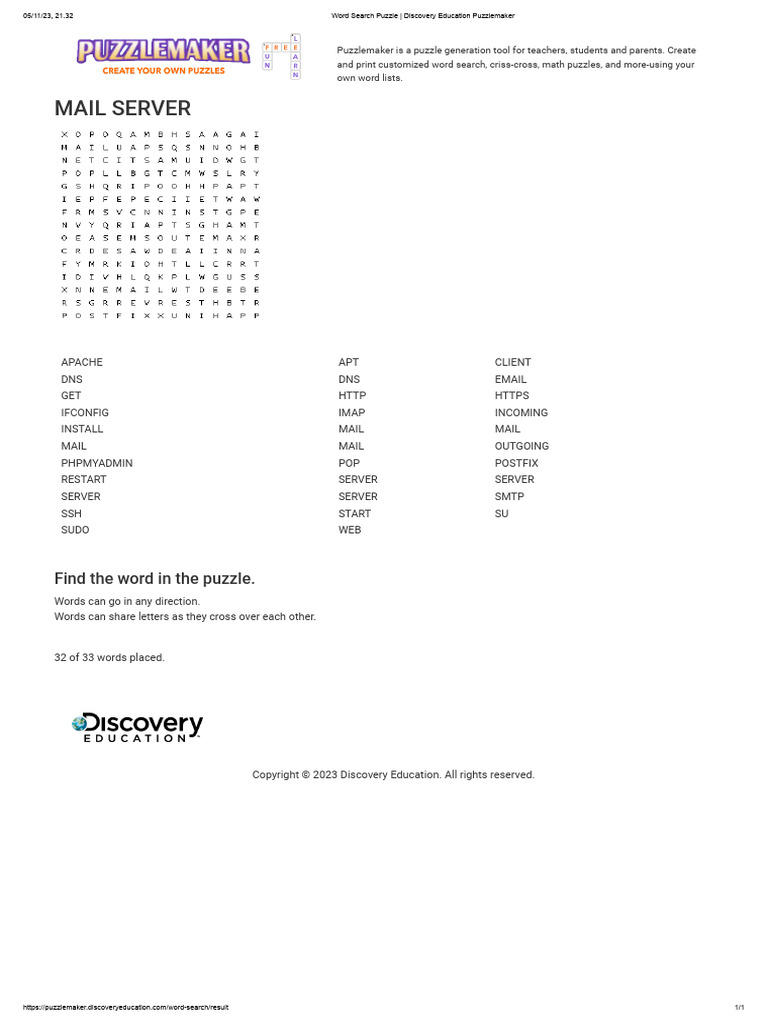 Word Search Puzzle - Discovery Education Puzzlemaker | PDF