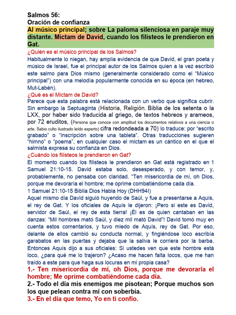 Salmos 56 | Descargar gratis PDF | Salmos | Septuaginta