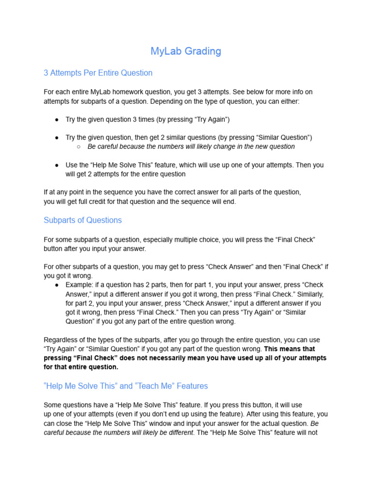 MyLab Grading With 3 Attempts | PDF