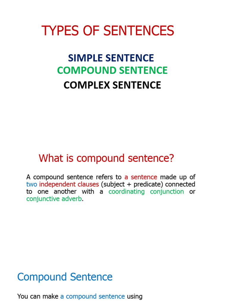 Compound Sentence | PDF | Linguistics | Grammar